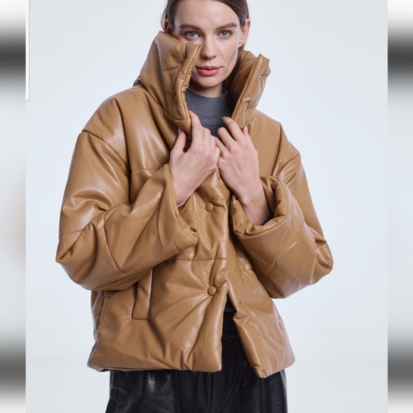 Gentle Herd | Jackets & Coats | High Neck Puffer Jacket Camel Gentle ...